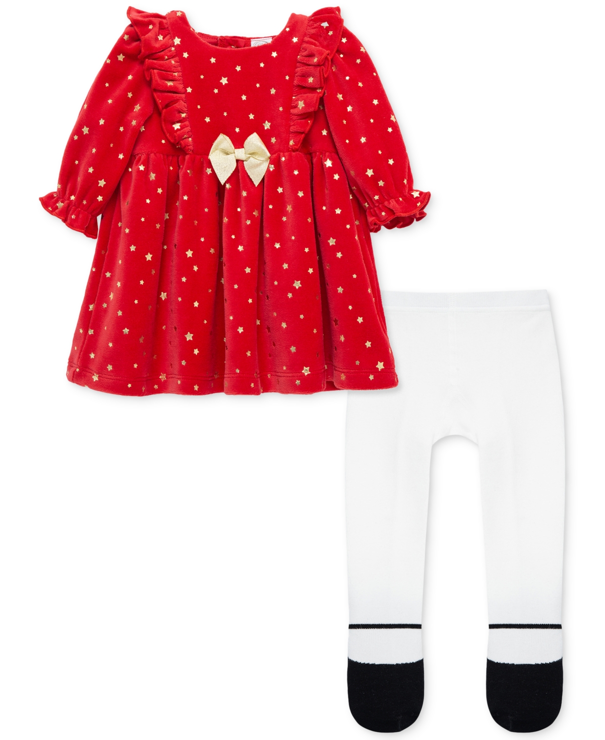 Click here for Little Me Baby Girls Shiny Stars Dress & Footed Ti... prices