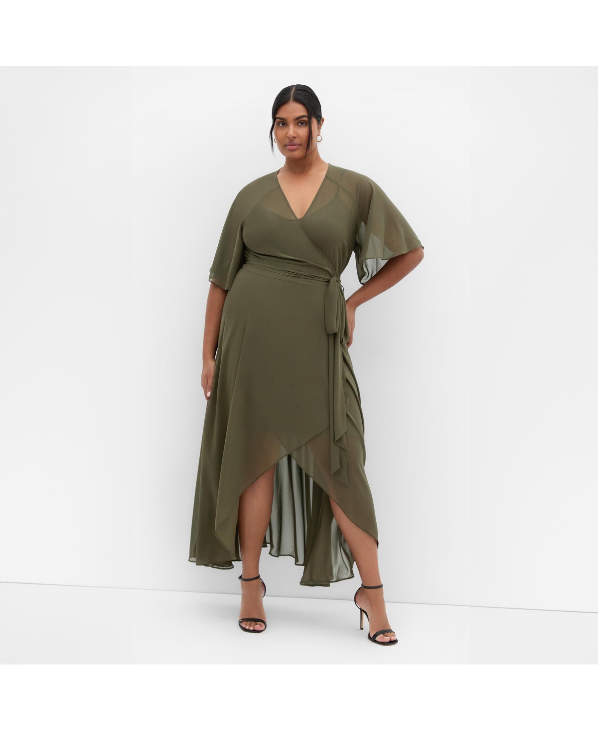 Click here for City Chic Plus Size Lovers Lane Dress - Green fore... prices