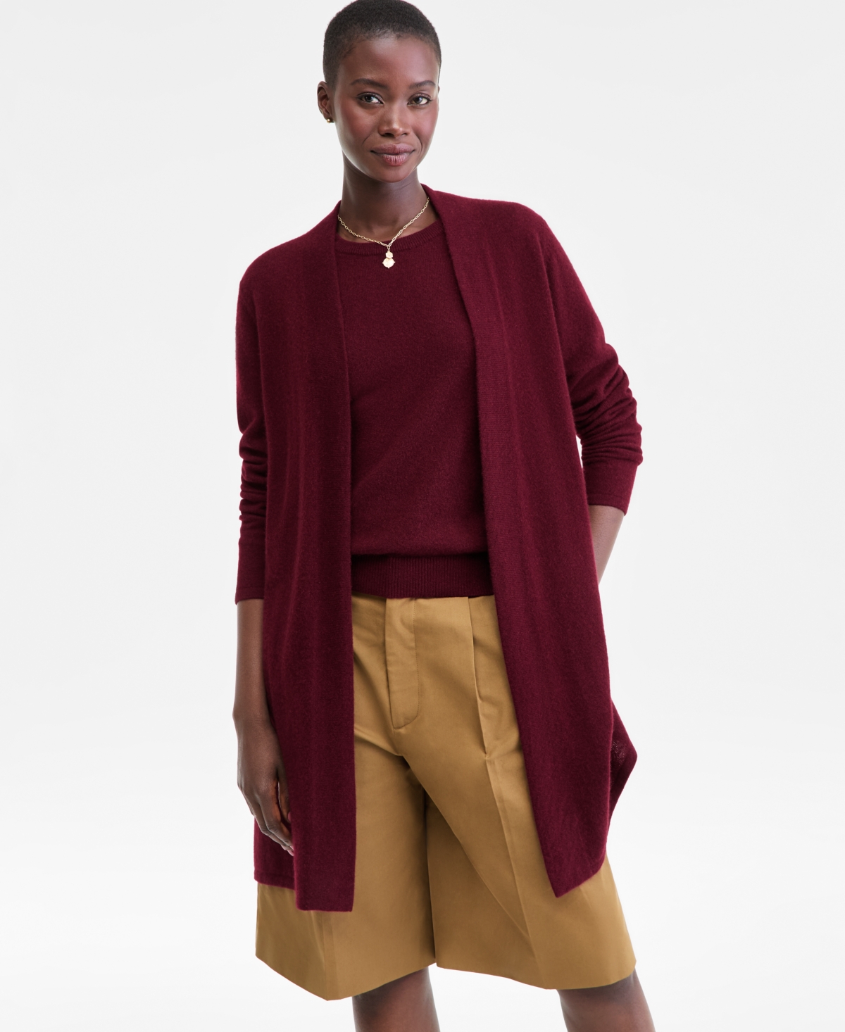 Click here for Charter Club Womens 100 Cashmere Split-Hem Long Ca... prices