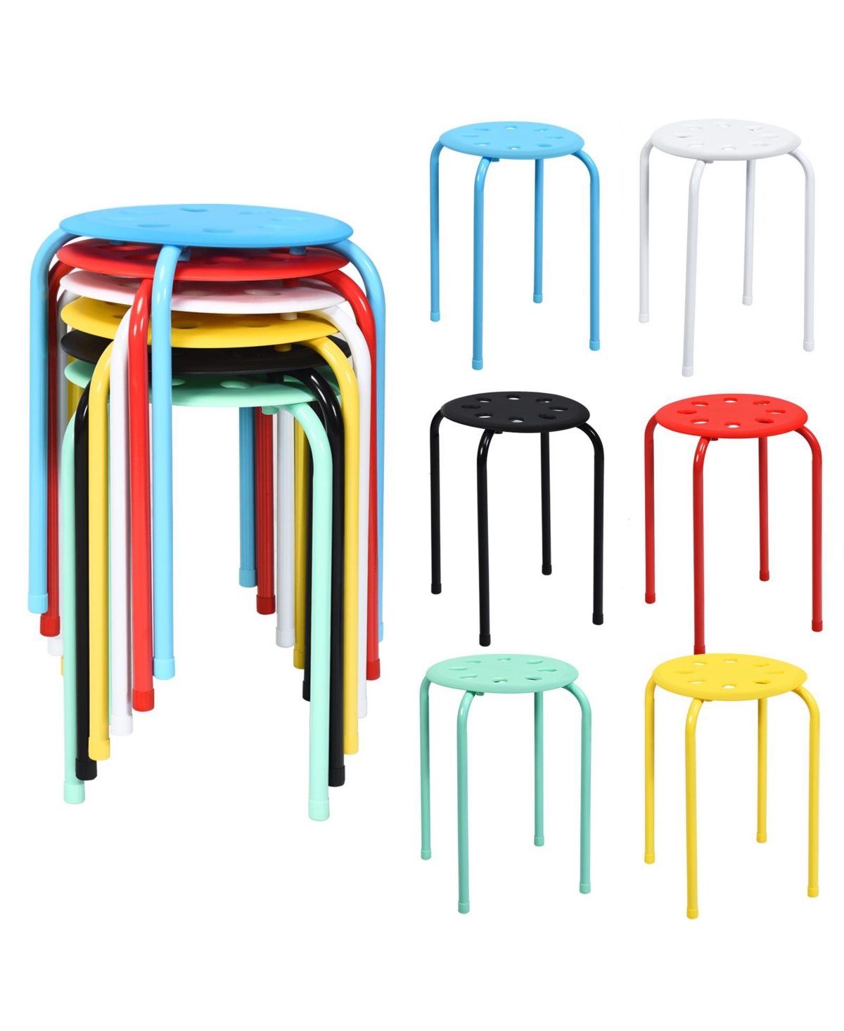 Click here for 17.5 Inch Set of 6 Portable Plastic Stack Stools w... prices