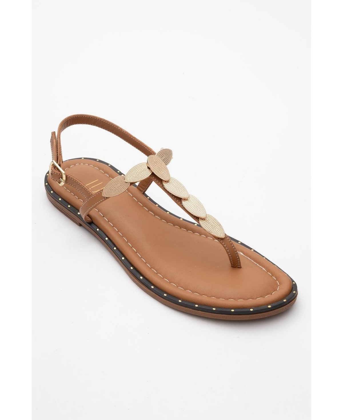 Click here for Marea Leather Flat Sandal (Women) - Cognac brown l... prices