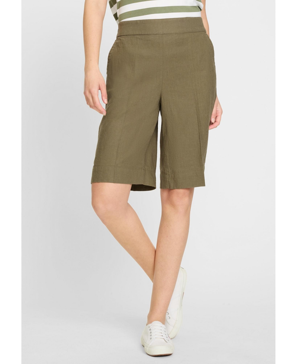 Click here for Olsen Womens Mona Fit Viscose Linen Short - Olive prices