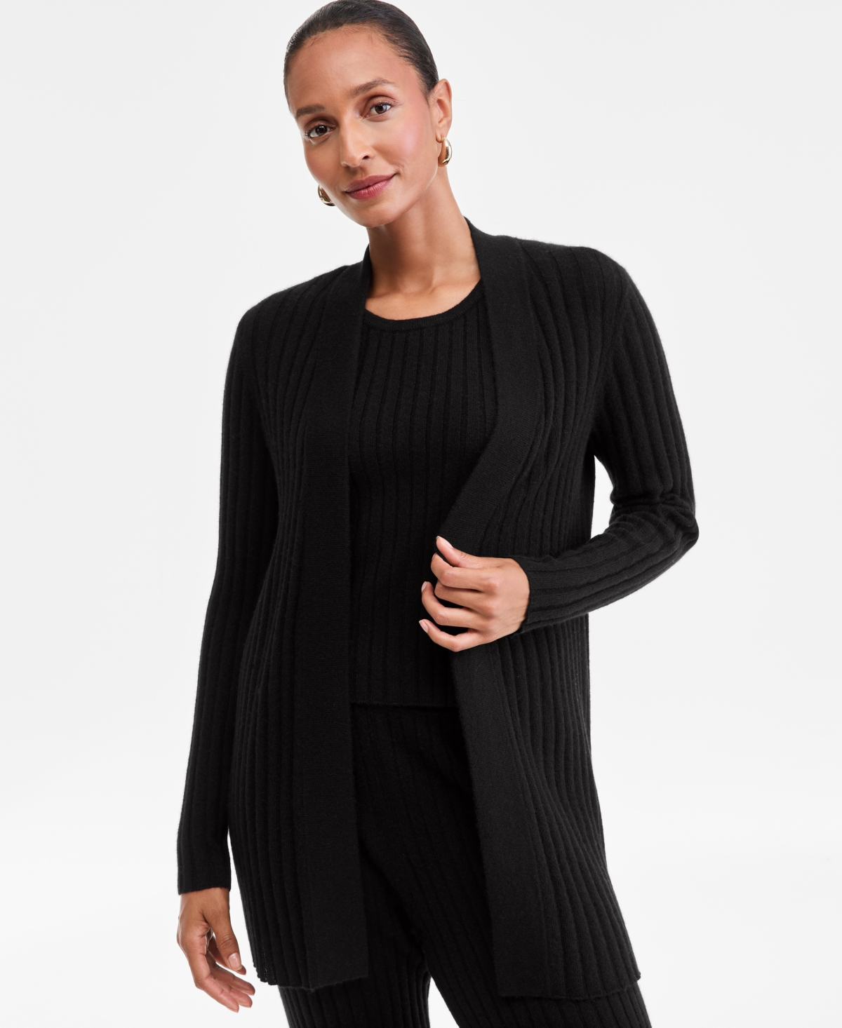 Click here for Charter Club Womens 100 Cashmere Ribbed Long Cardi... prices