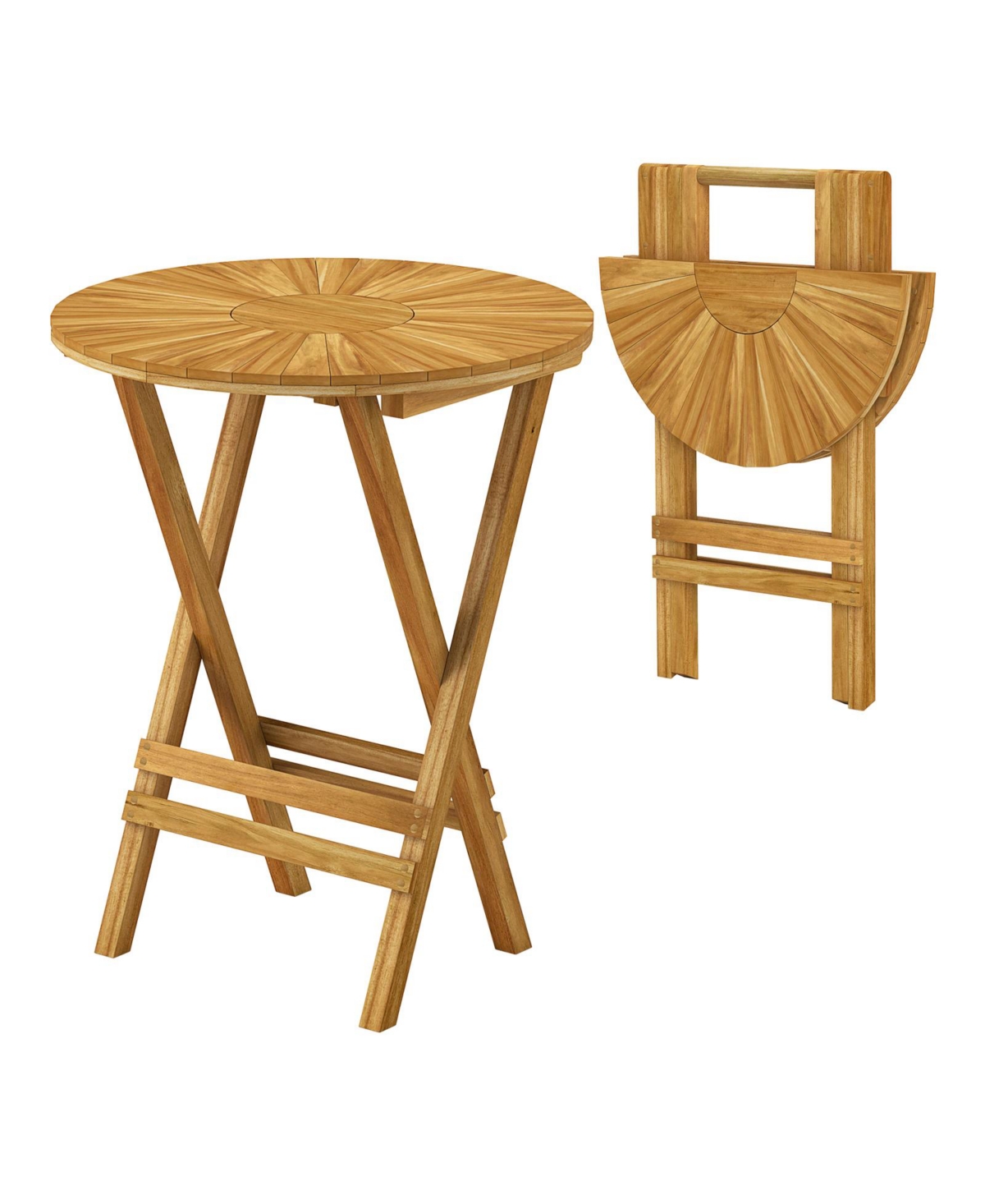 Click here for Patio Folding Side Table Teak Wood Round End Table... prices