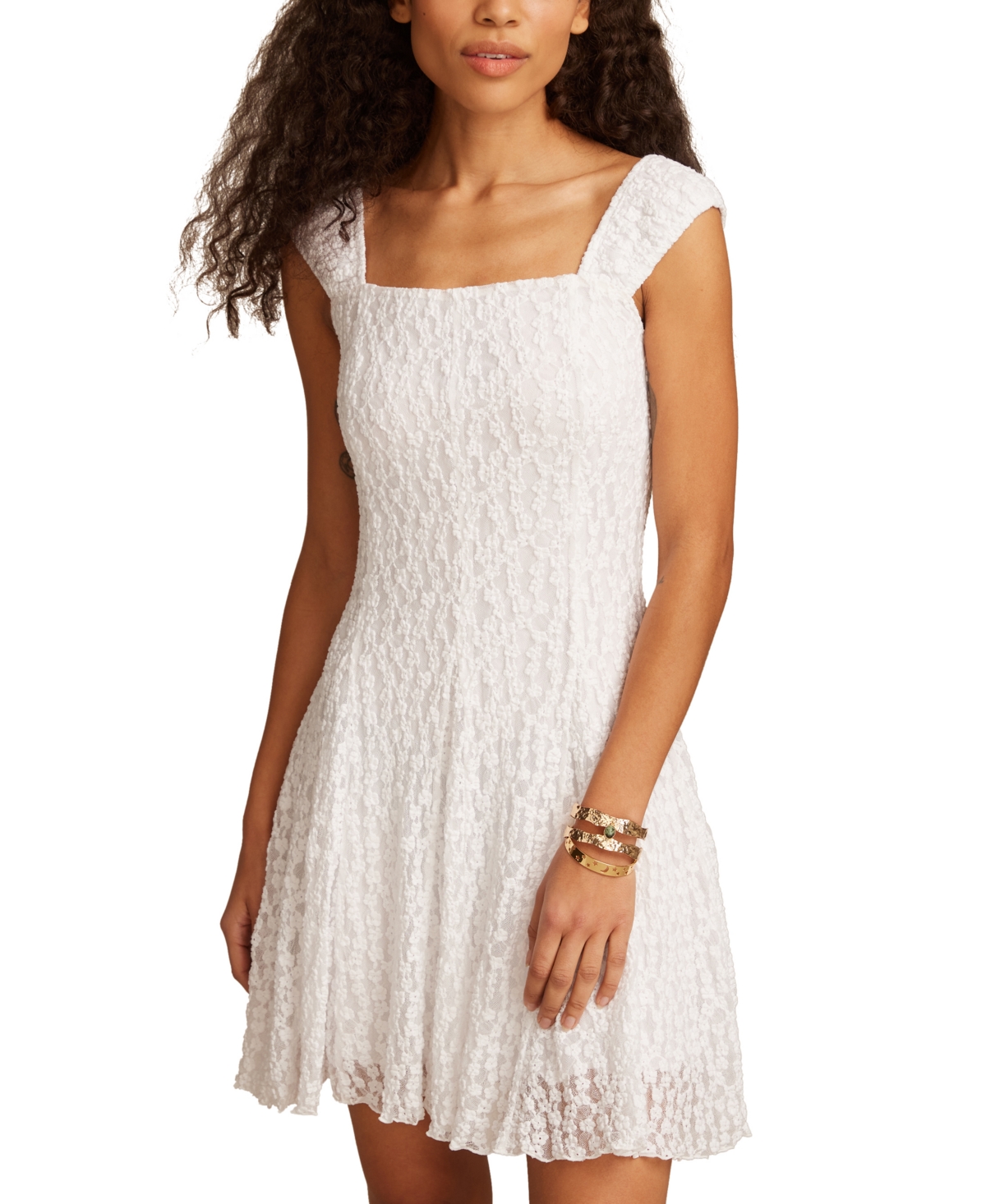 Click here for Lucky Brand Floral Mesh Mini Dress - Bright White prices