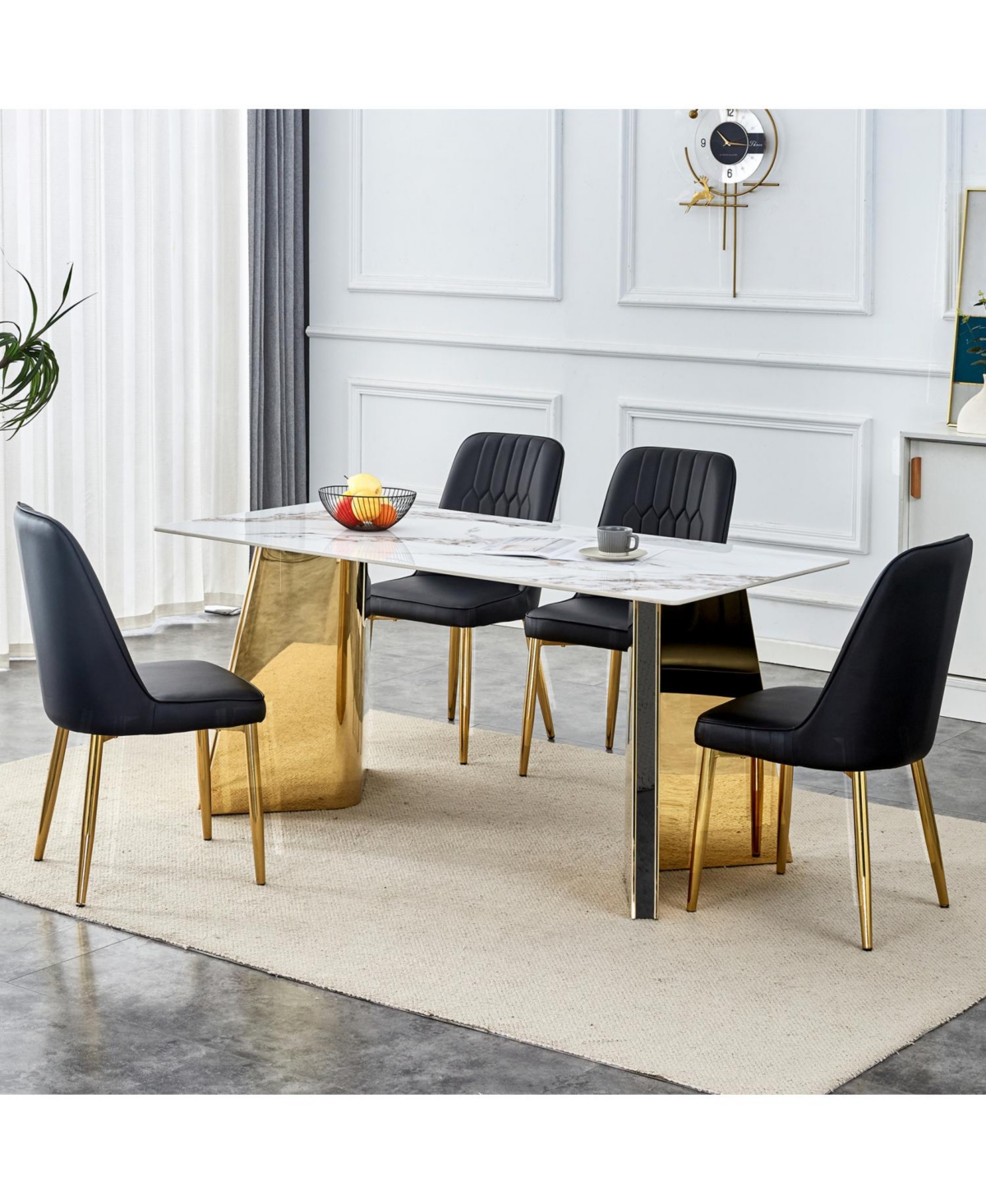 Click here for Luxurious Sintered Stone Table with 4 Pu Chairs -... prices