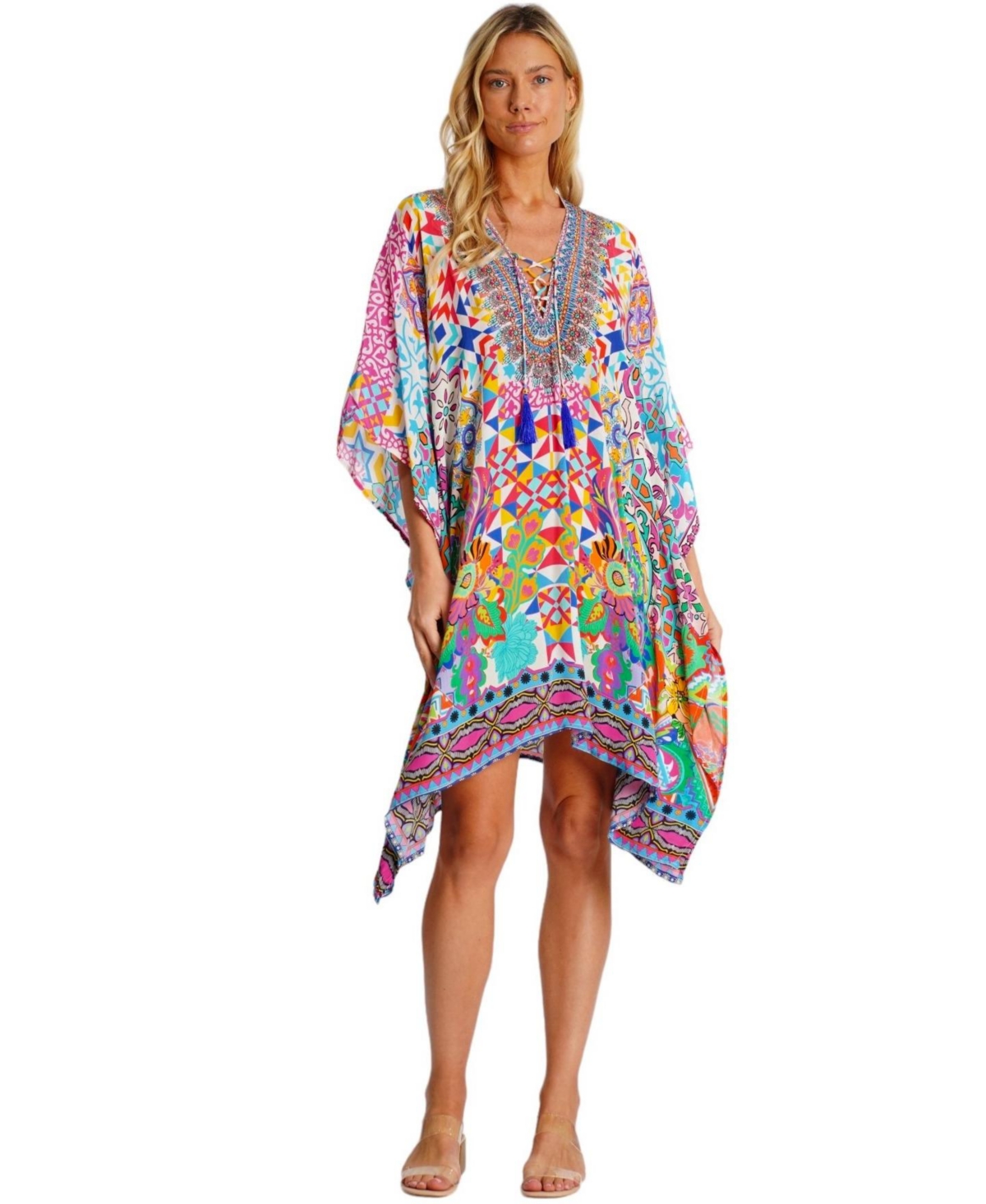 Click here for La Moda Clothing Womens Short Kaftan Dress - Blue prices