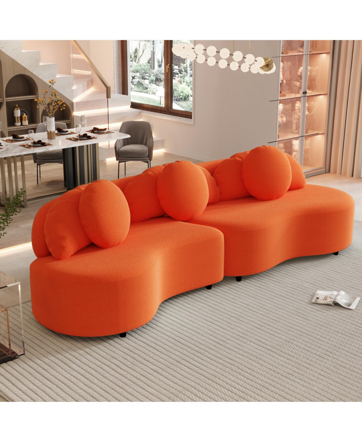 Click here for Lamb Velvet Sofa 103.5" - Orange prices