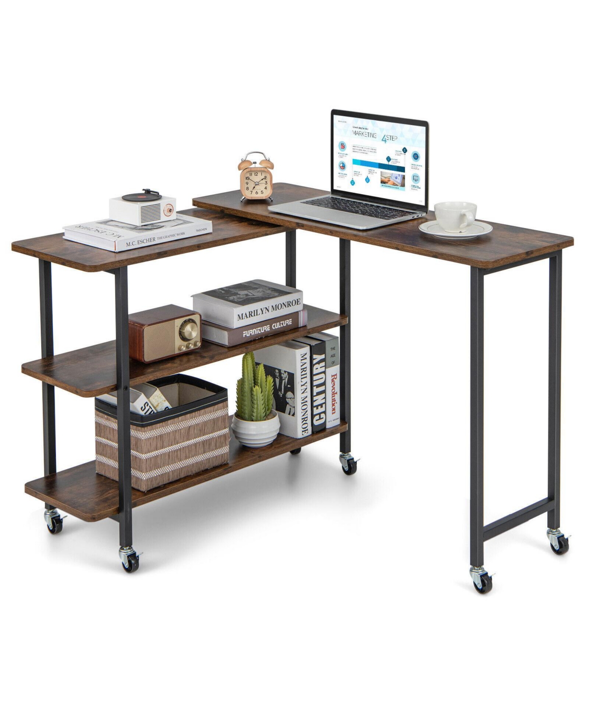 Click here for 360° Rotating Sofa Side Table with 2-Tier Sto... prices