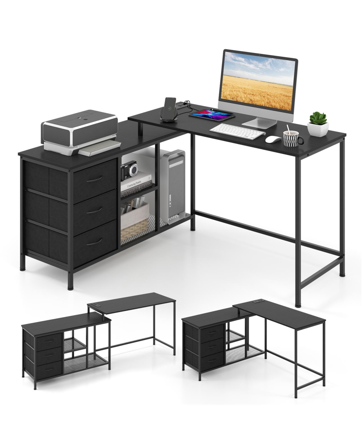 Click here for L-shaped Computer Desk with Power Outlet for Worki... prices