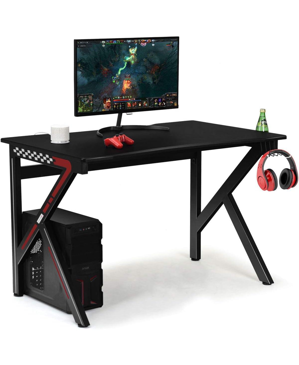 Click here for K-Shaped Gaming Desk with Cup Holder Headphone - B... prices
