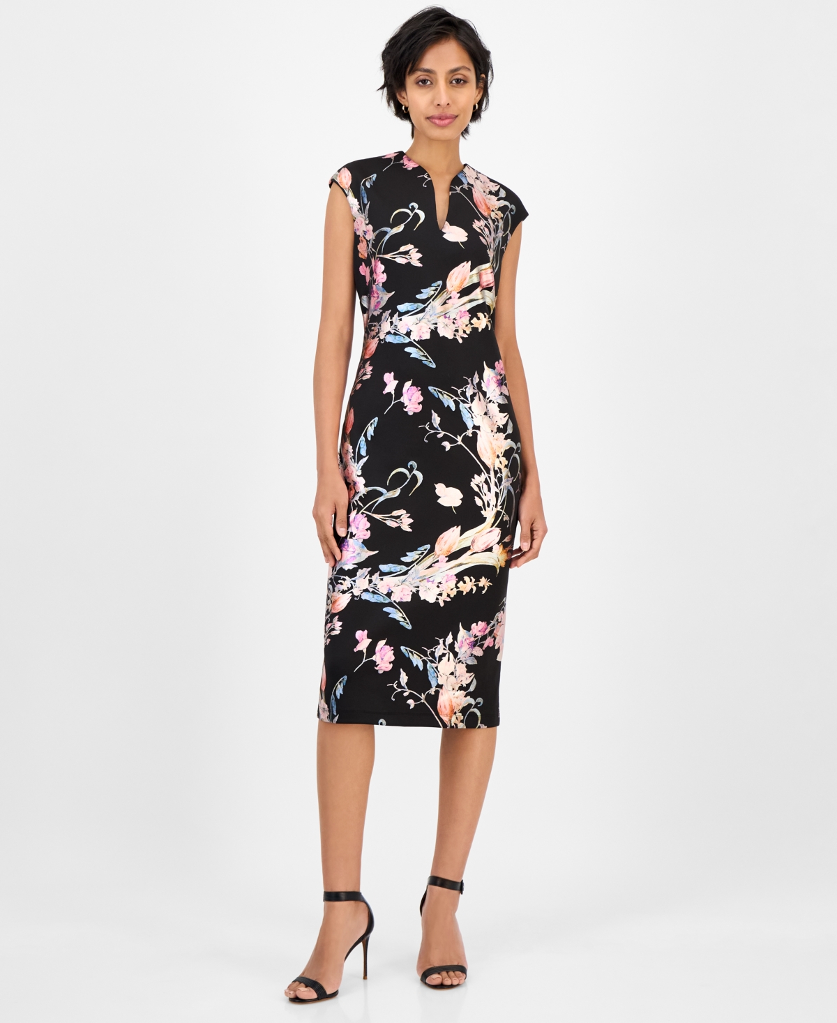 Click here for Connected Petite Floral Scuba Crepe Sheath Dress -... prices