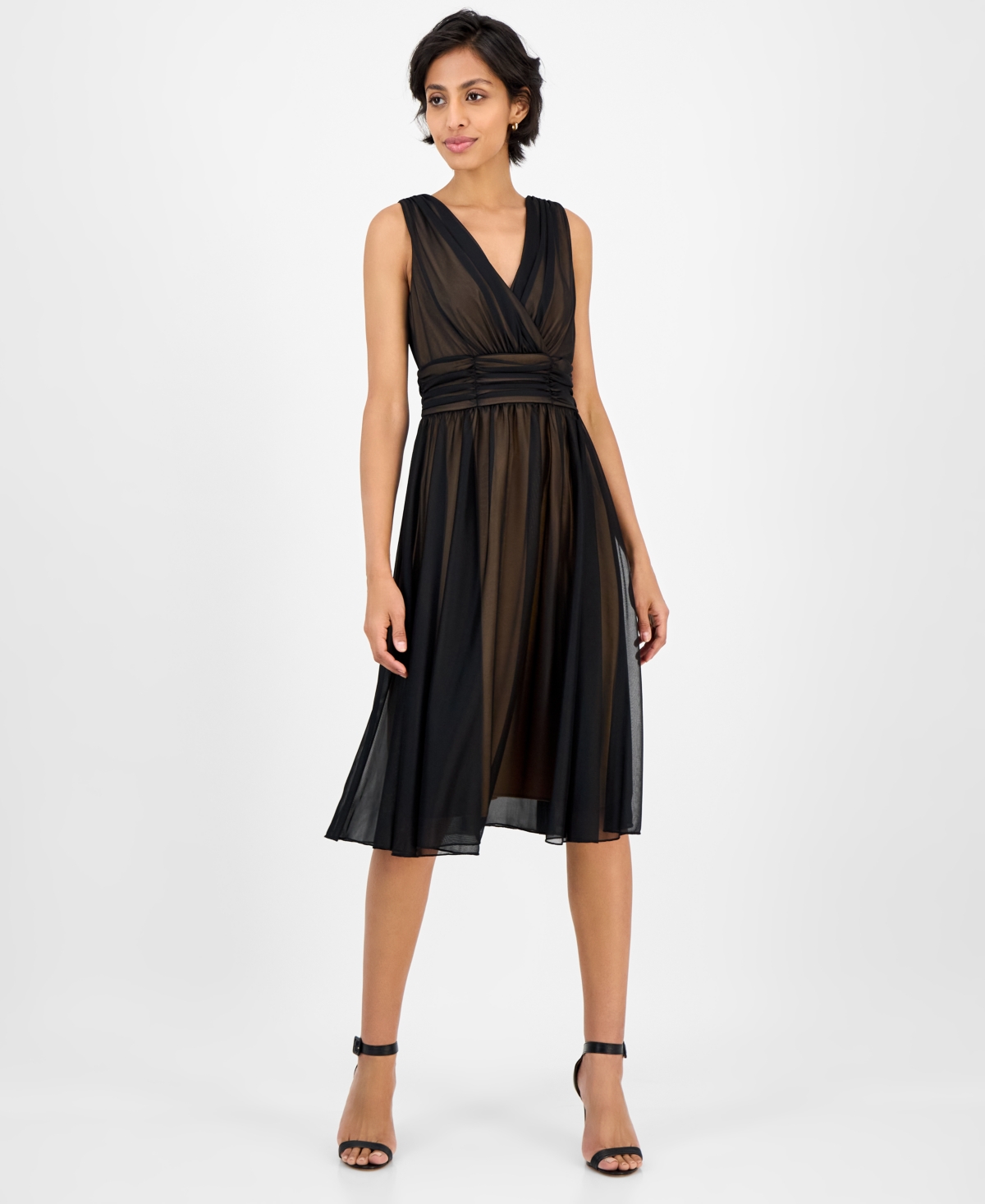 Click here for Connected Petite Sleeveless Chiffon Midi Dress - B... prices