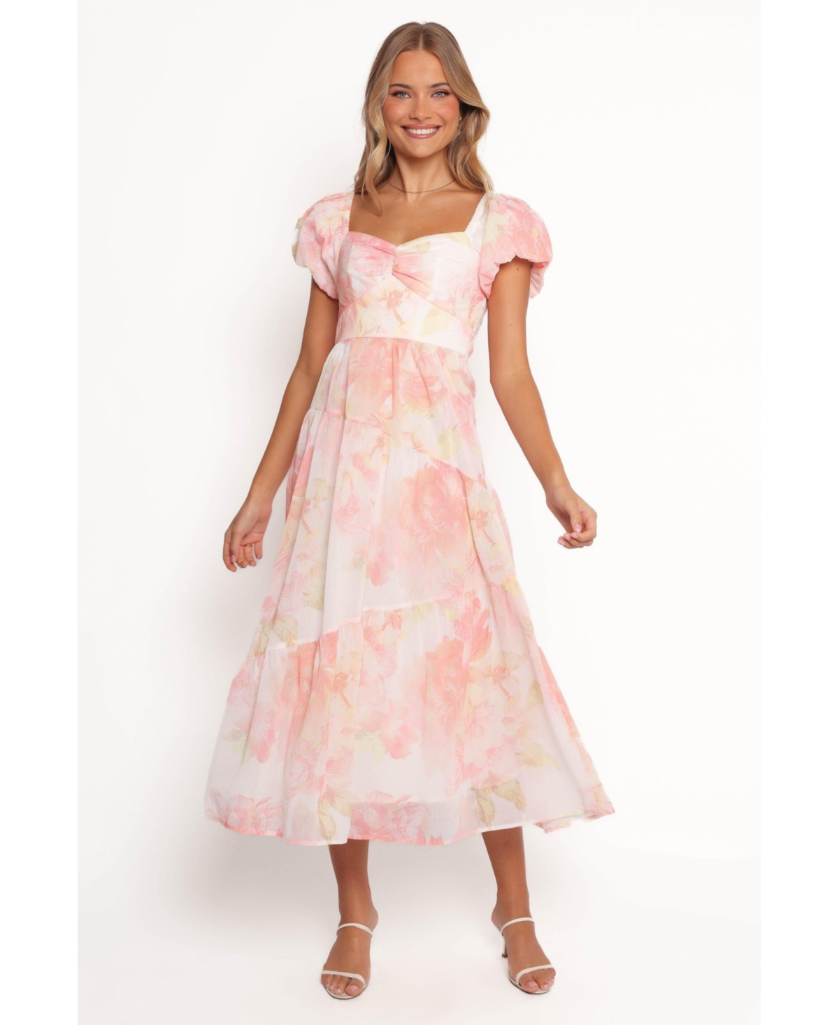 Click here for Petal and Pup Womens Lumis Midi Dress - Peach flor... prices