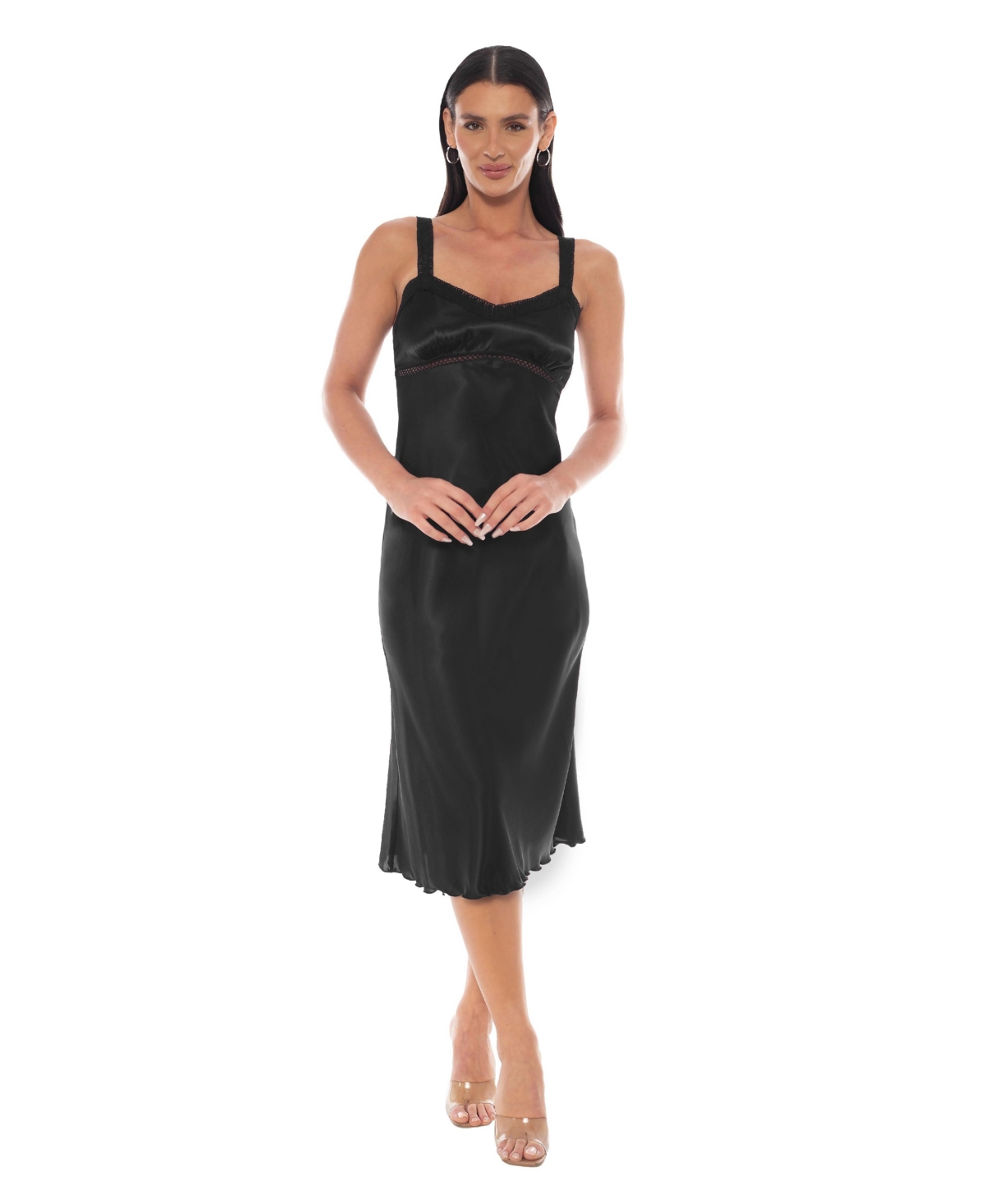 Click here for Bebe Womens Satin Midi Dress - Black prices