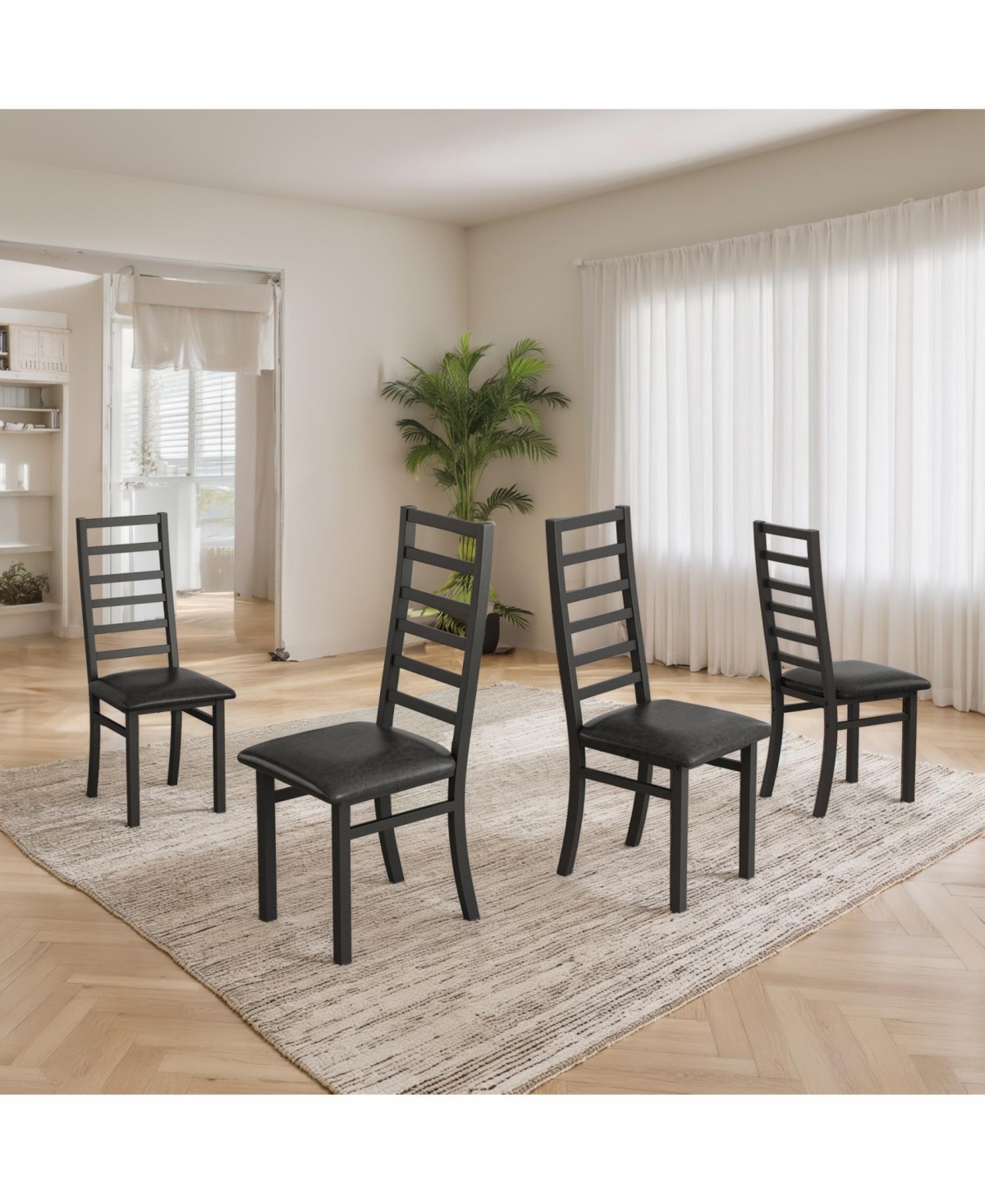 Click here for Streamdale Black Pu Leather Dining Chairs Set of 4... prices