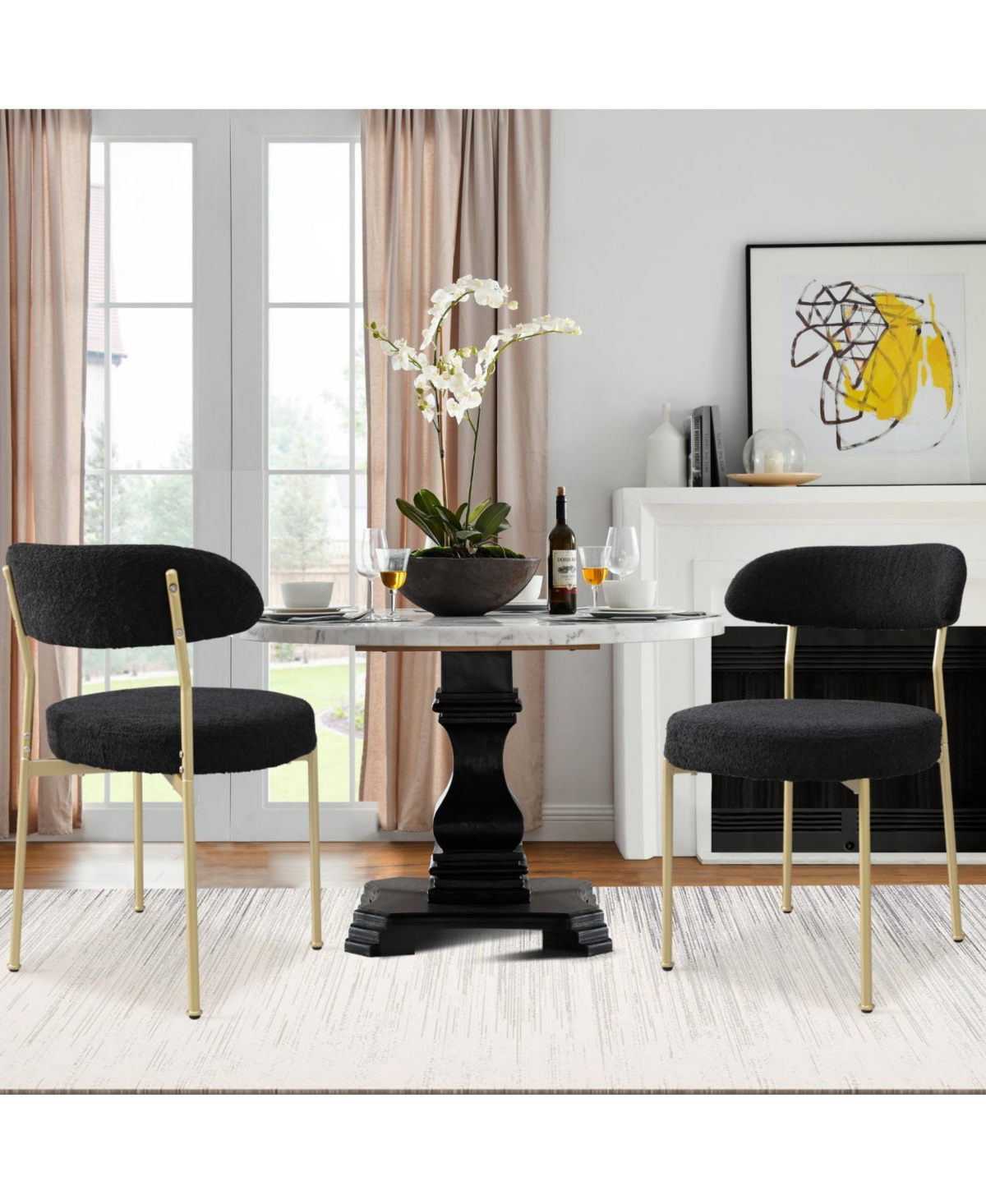 Click here for Streamdale Boucle Upholstered Dining Chairs with C... prices