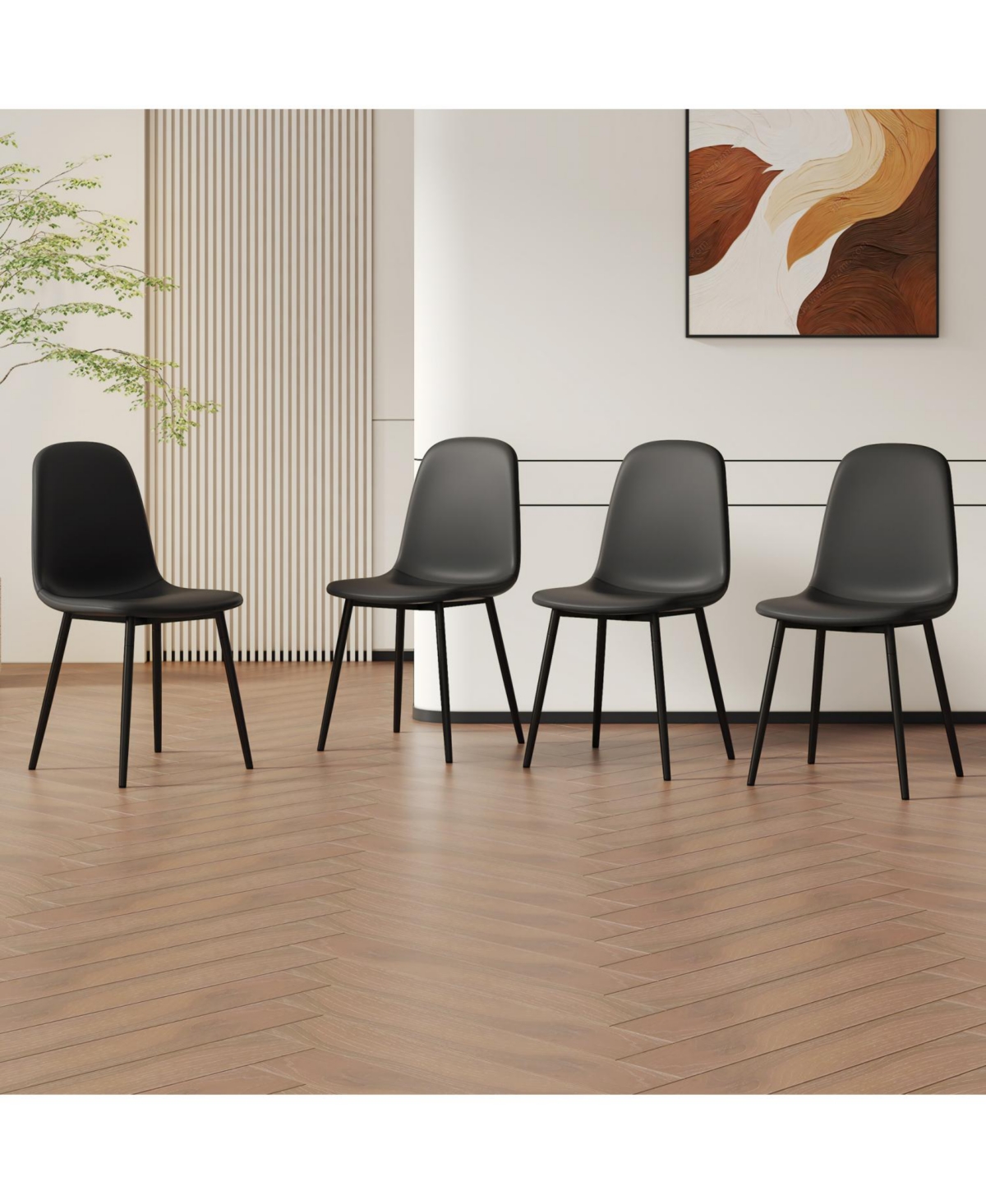 Click here for Modern Black Dining Chairs (4-Pack) with Stable Me... prices