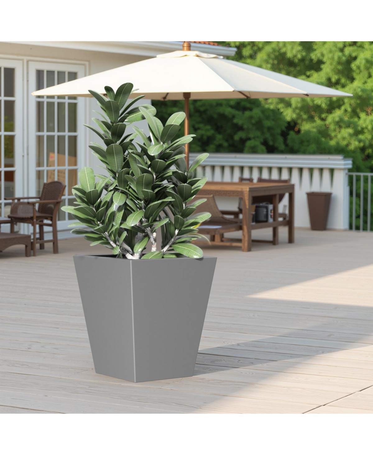Click here for 22" Metal Tapered Planter - Burnished Grey -... prices