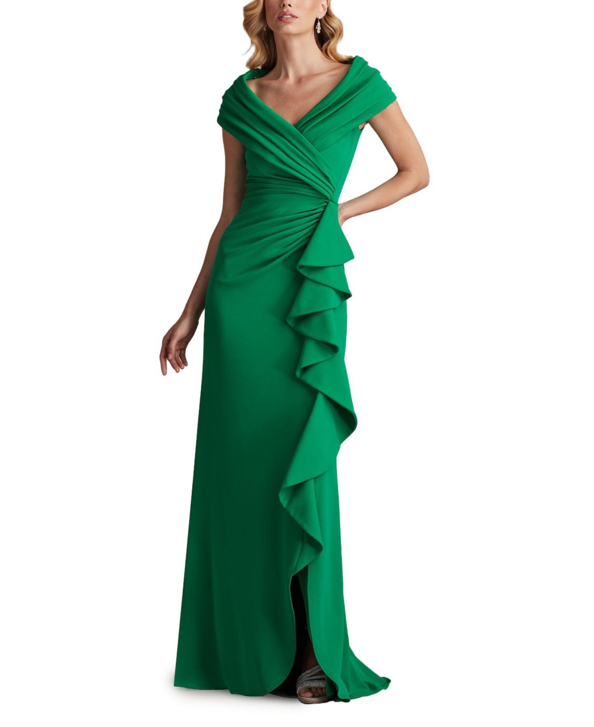 Click here for Tadashi Shoji Womens Talise Waterfall Flounce Gown... prices