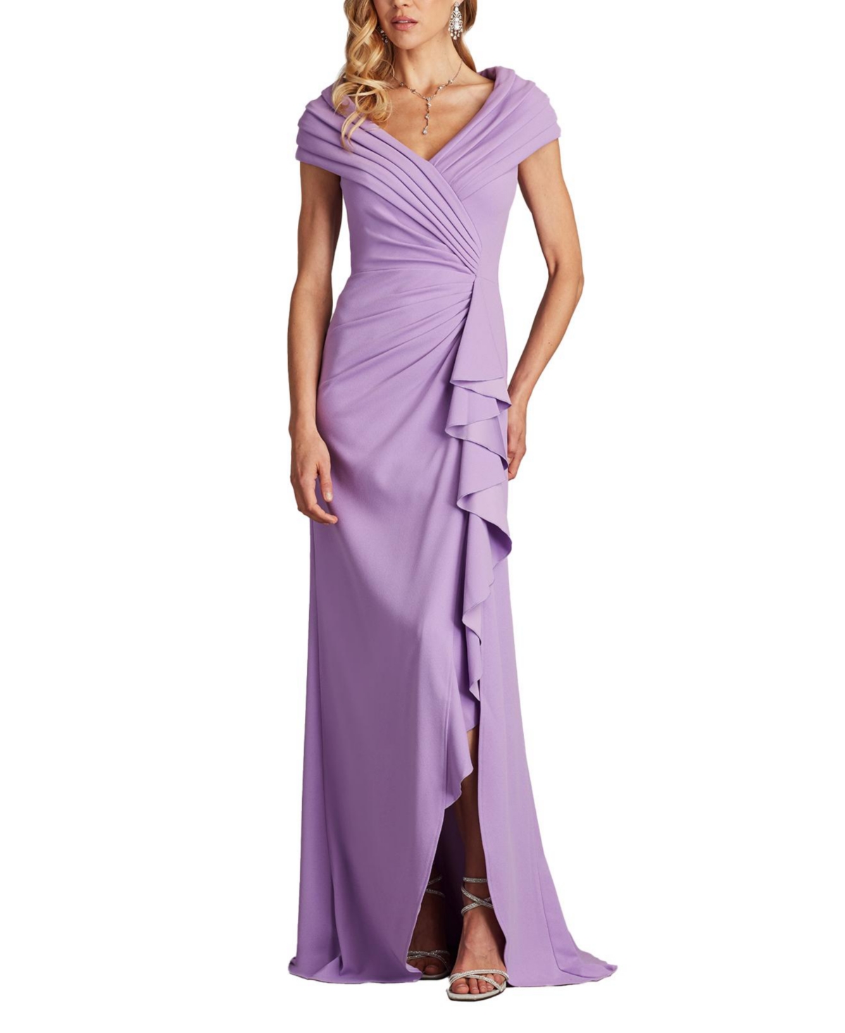Click here for Tadashi Shoji Womens Talise Waterfall Flounce Gown... prices