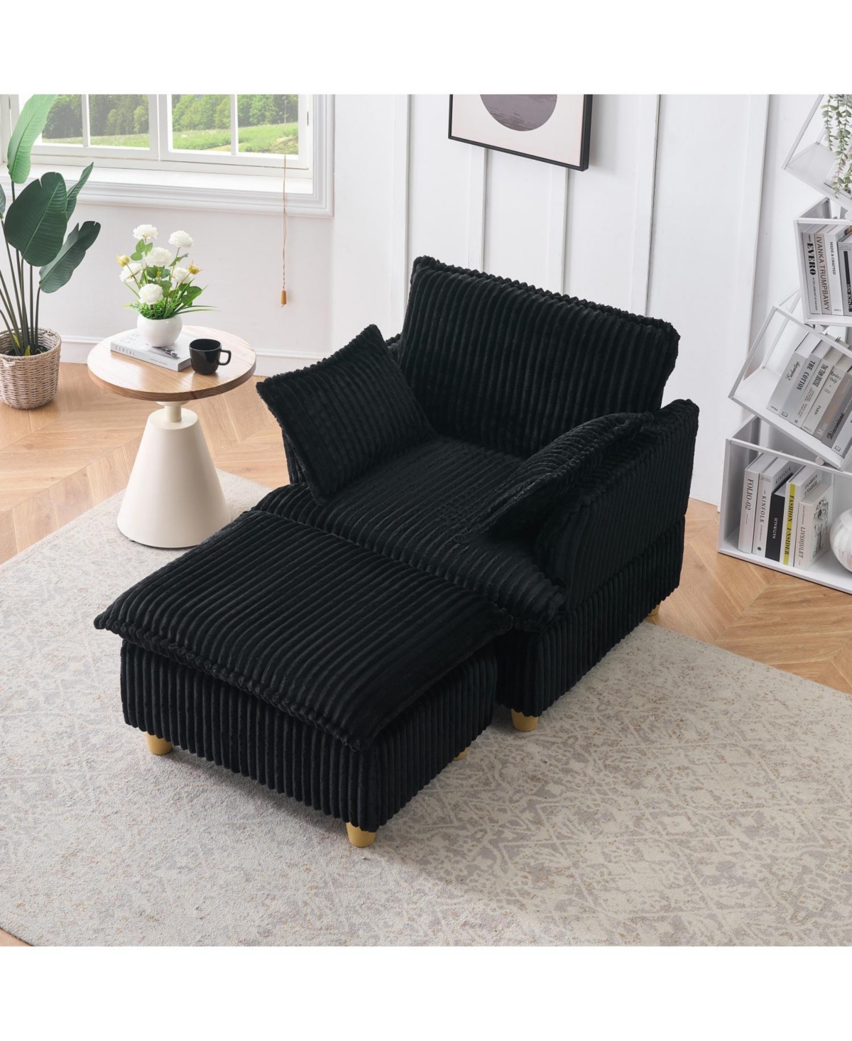 Click here for Streamdale Corduroy Sofa with Ottoman & Pillows -... prices