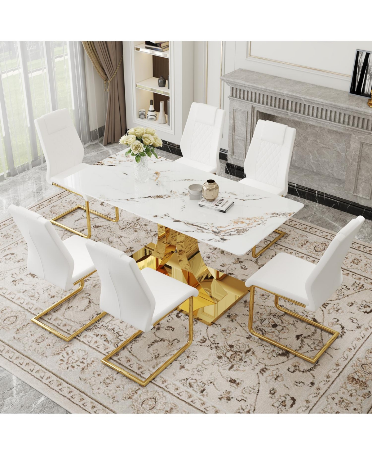 Click here for Jade Dining Set: Sintered Stone Tabletop (63"... prices