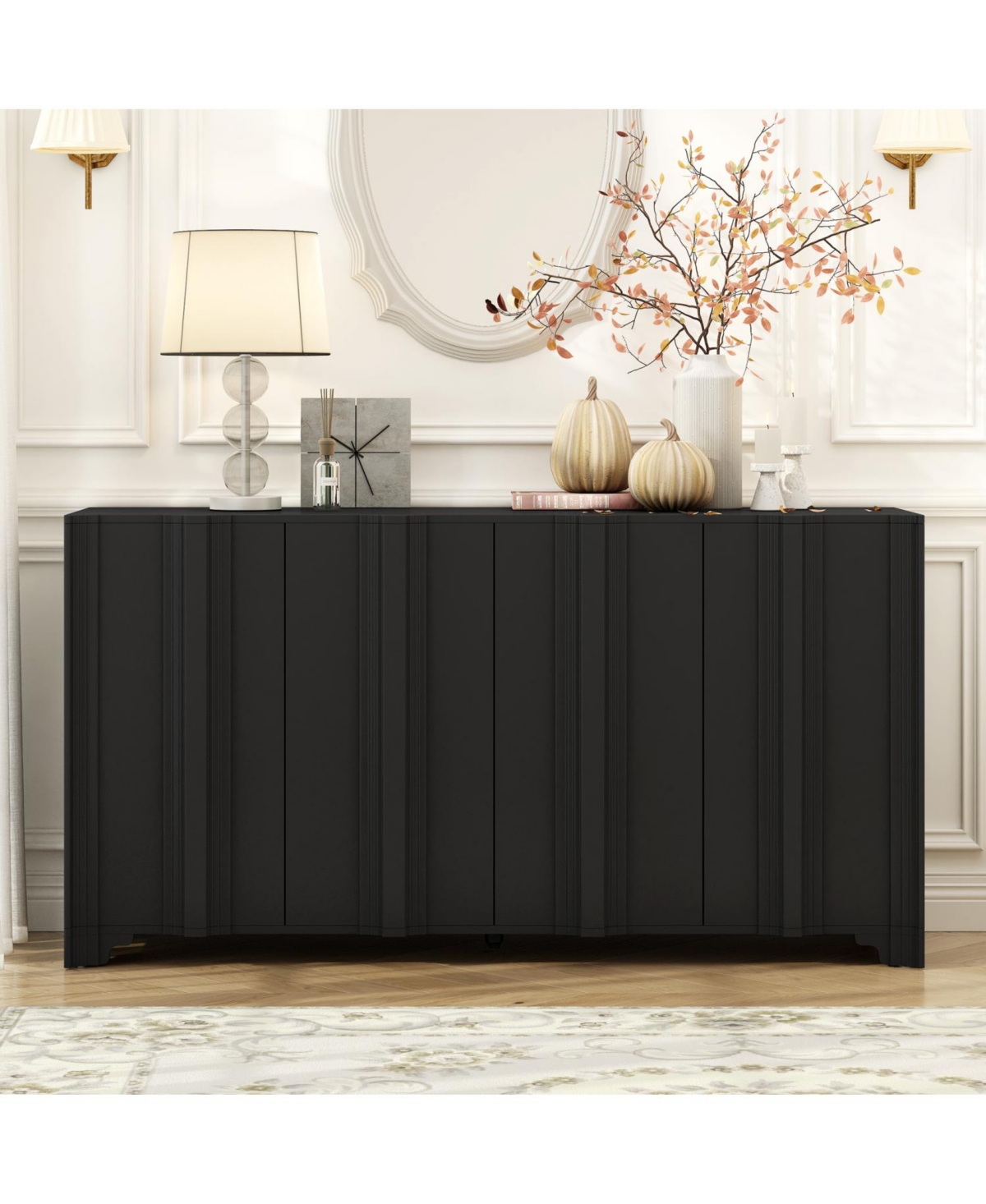 Click here for Linear Accent Sideboard - Pine Veneer - Black prices