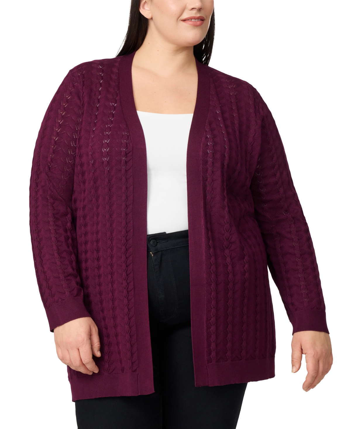 Click here for Melissa Paige Plus Size Pointelle Cardigan Sweater... prices