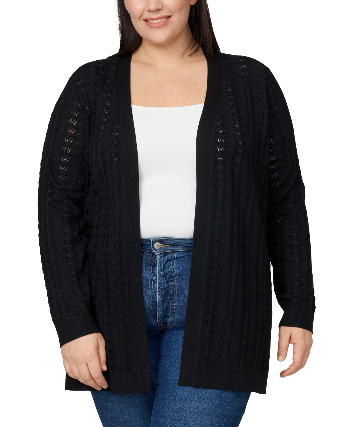 Click here for Melissa Paige Plus Size Pointelle Cardigan Sweater... prices