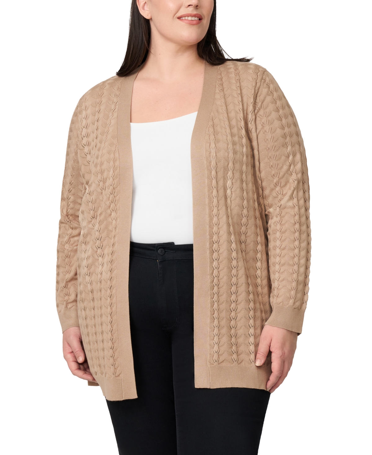 Click here for Melissa Paige Plus Size Pointelle Cardigan Sweater... prices