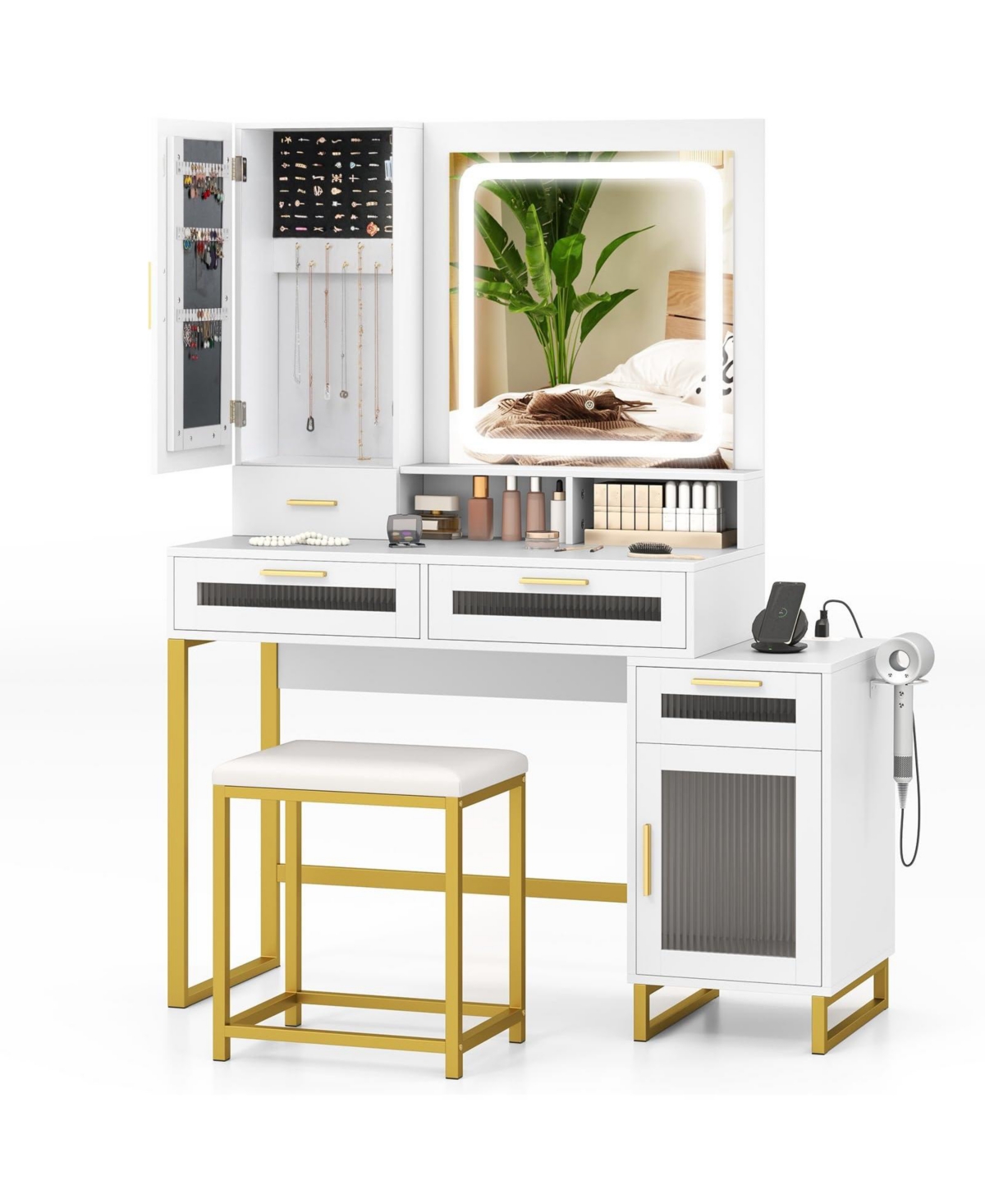 Click here for Makeup Vanity Desk Dressing Table and Stool Set wi... prices