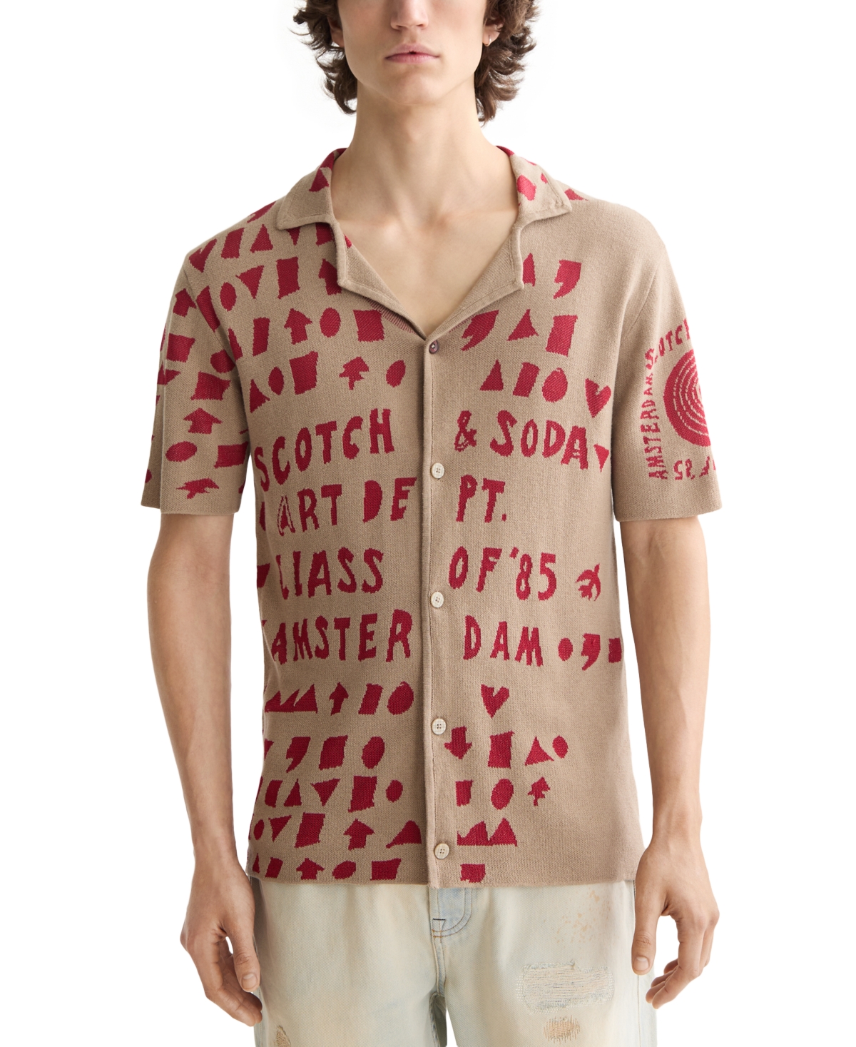 Click here for Scotch & Soda Mens Jacquard Text Logo Shirt - Plaz... prices