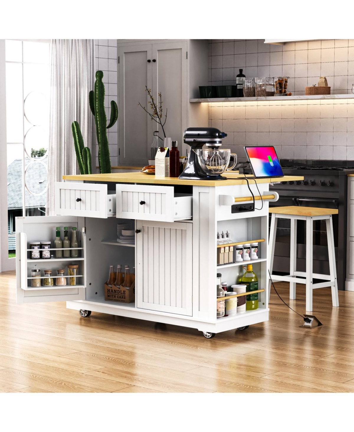 Click here for Rolling Kitchen Island Cart with Drop Leaf & Stora... prices