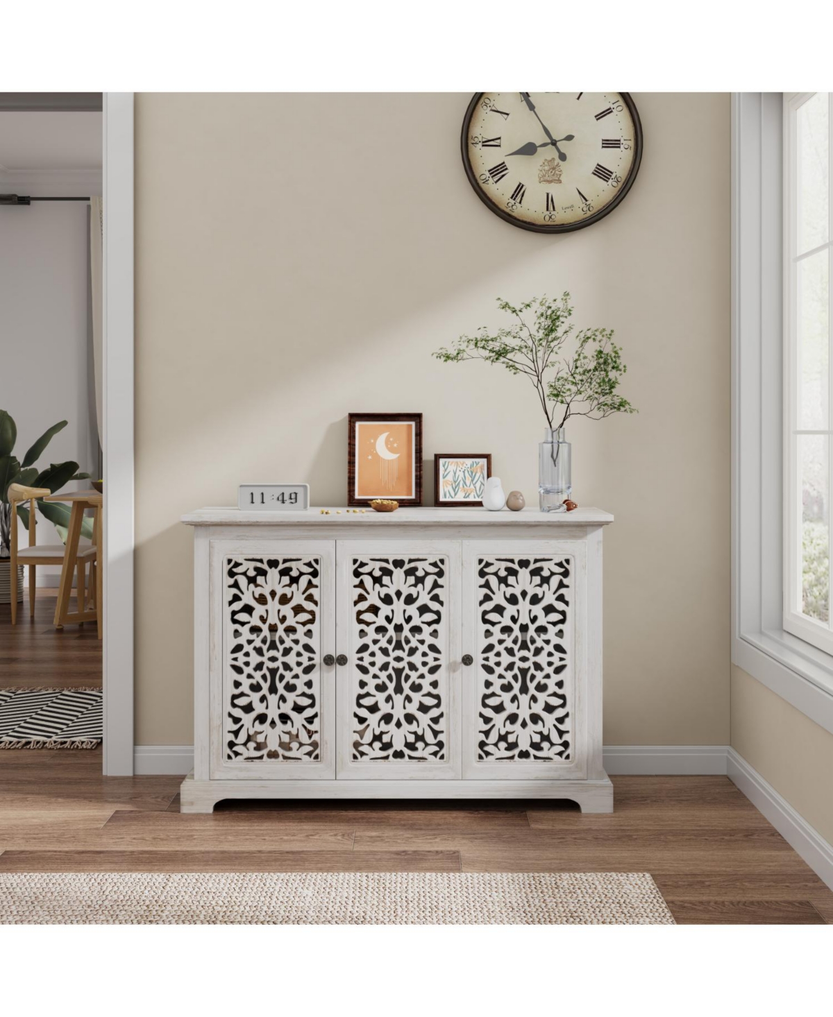 Click here for Antique Carved Sideboard Cabinet - Antique white prices