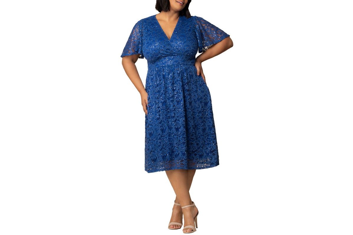 Click here for Kiyonna Plus Size Starry Sequin Lace Cocktail Dres... prices