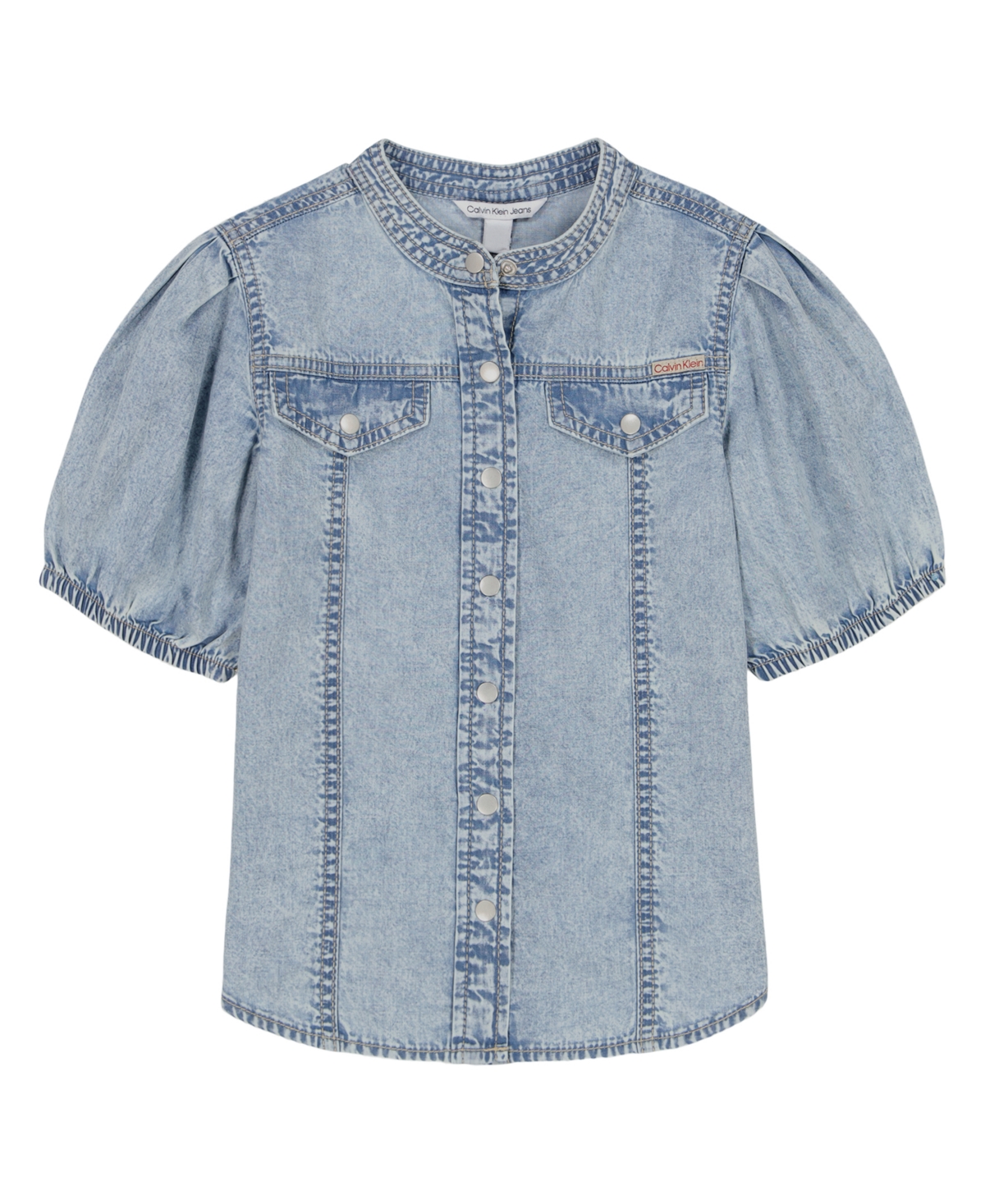 Click here for Clavin Klein Big Girls Frayed Denim Shirt - Dusk w... prices