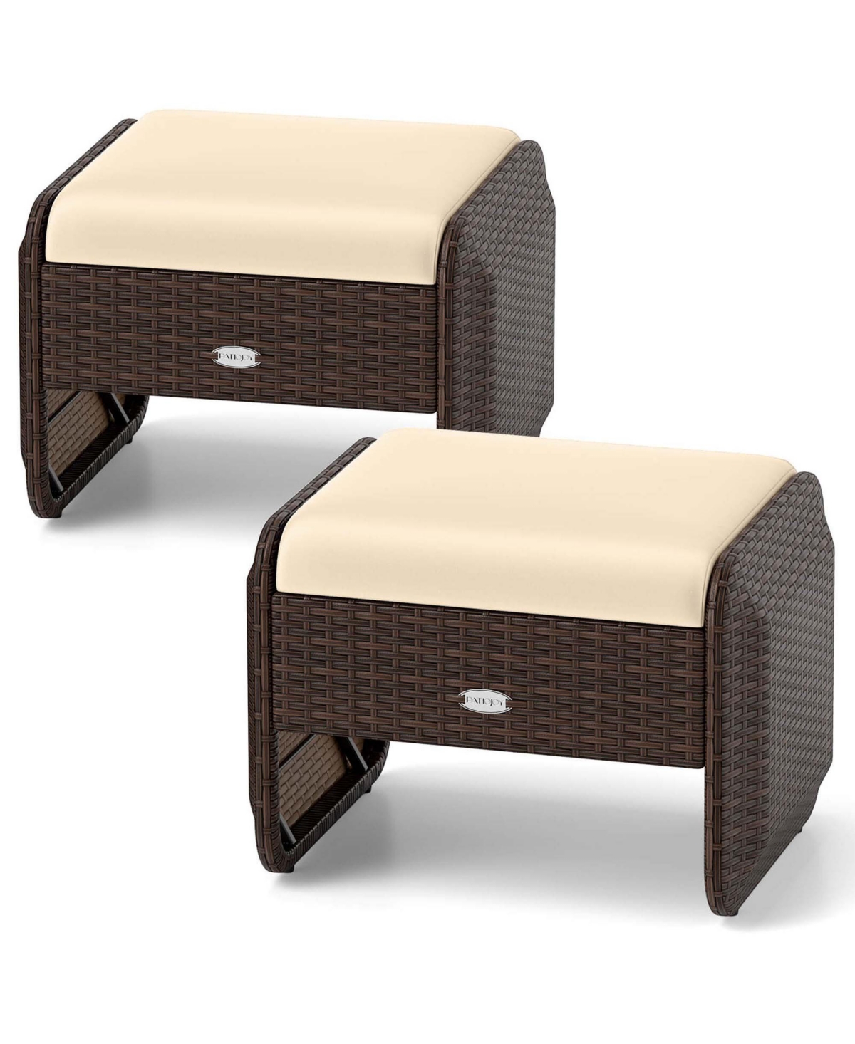 Click here for 2 Pieces Outdoor Patio Pe Wicker Ottomans with Rem... prices