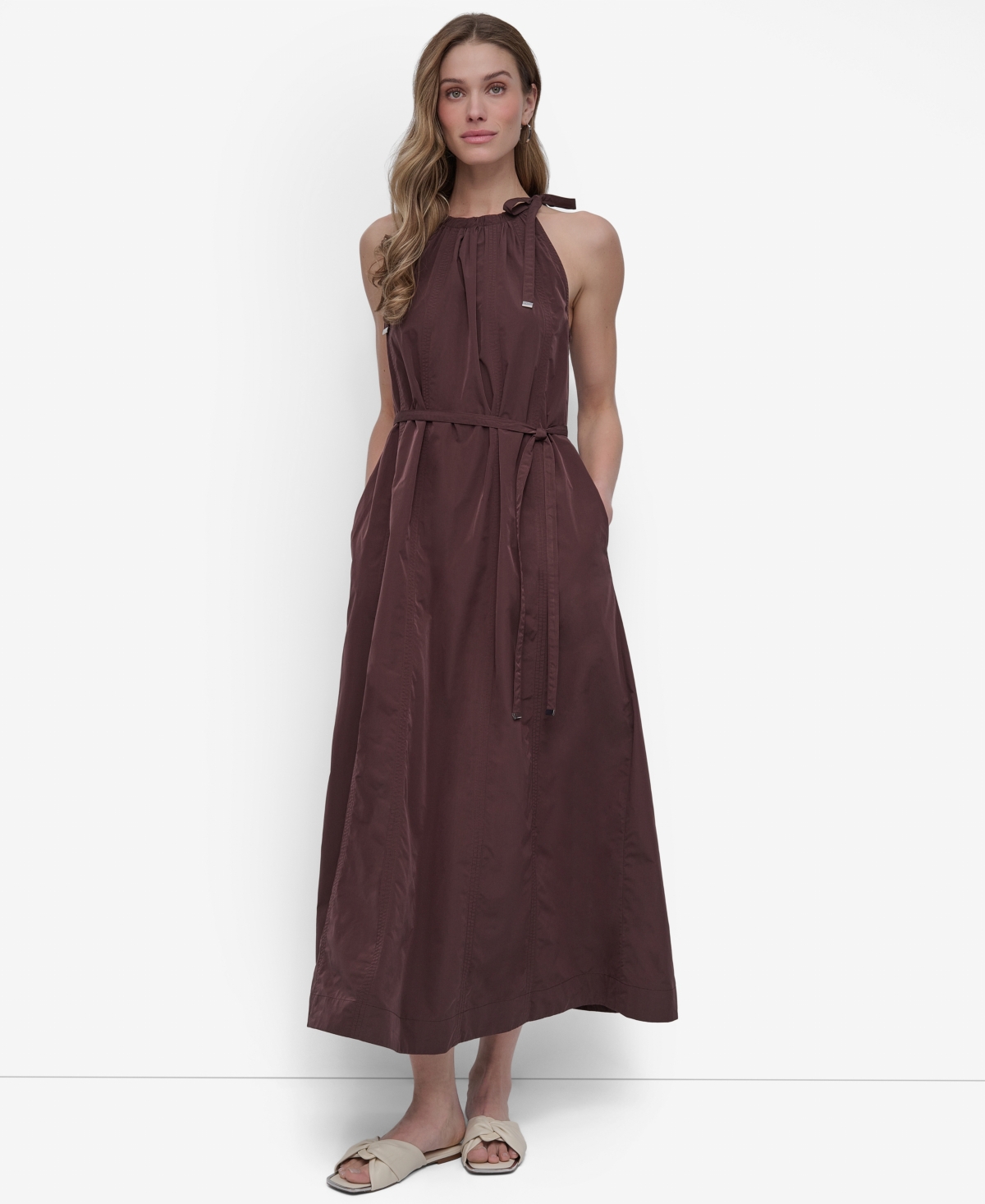 Click here for Dkny Womens Halter Sleeveless Fit & Flare Maxi Dre... prices