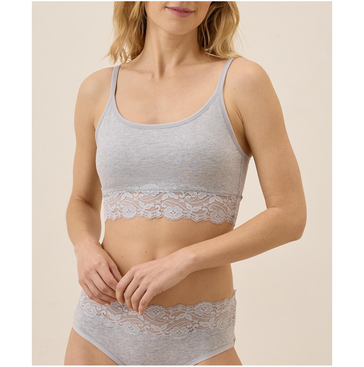 Click here for Pact Womens Lace Smooth Cup Bralette - Light heath... prices