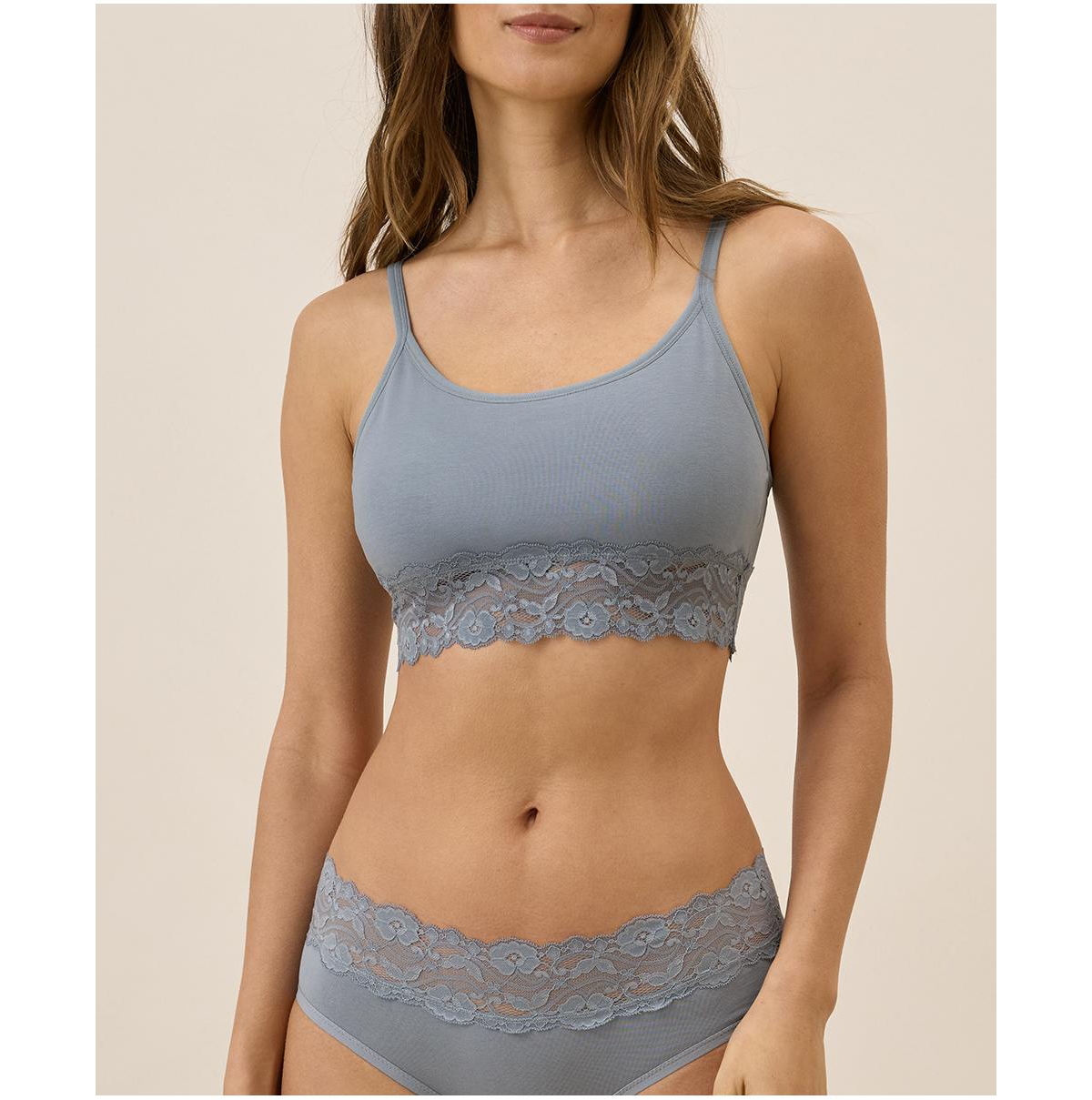 Click here for Pact Womens Lace Smooth Cup Bralette - Smoke prices