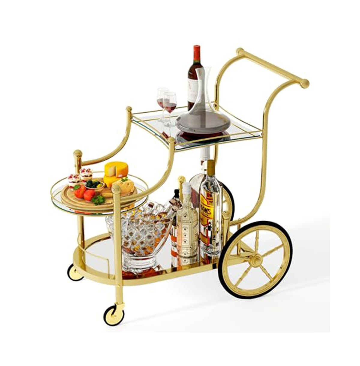 Click here for 3-Tier Home Bar Serving Cart on Wheels with Mirror... prices