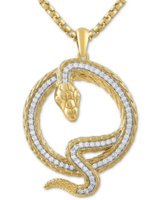 Men's Diamond Coiled Snake 22" Pendant Necklace (1/2 ct. t.w.) in Gold ...