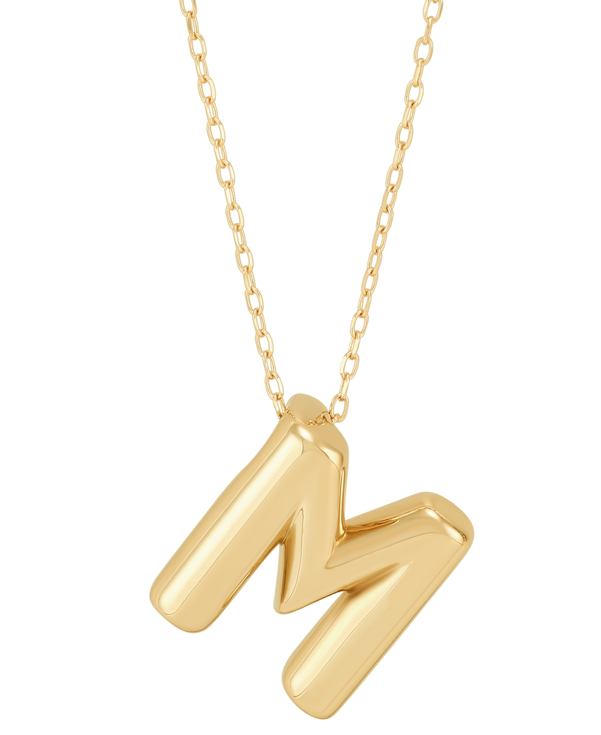 Click here for Polished Initial M Pendant Necklace in 14k Gold  1... prices