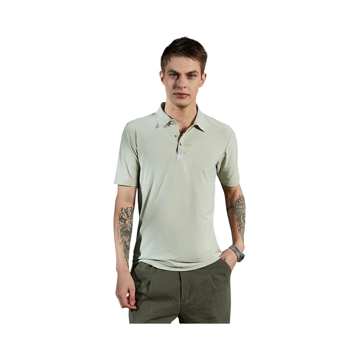 Click here for Campus Sutra Mens Sage Green Seamless Solid Polo T... prices