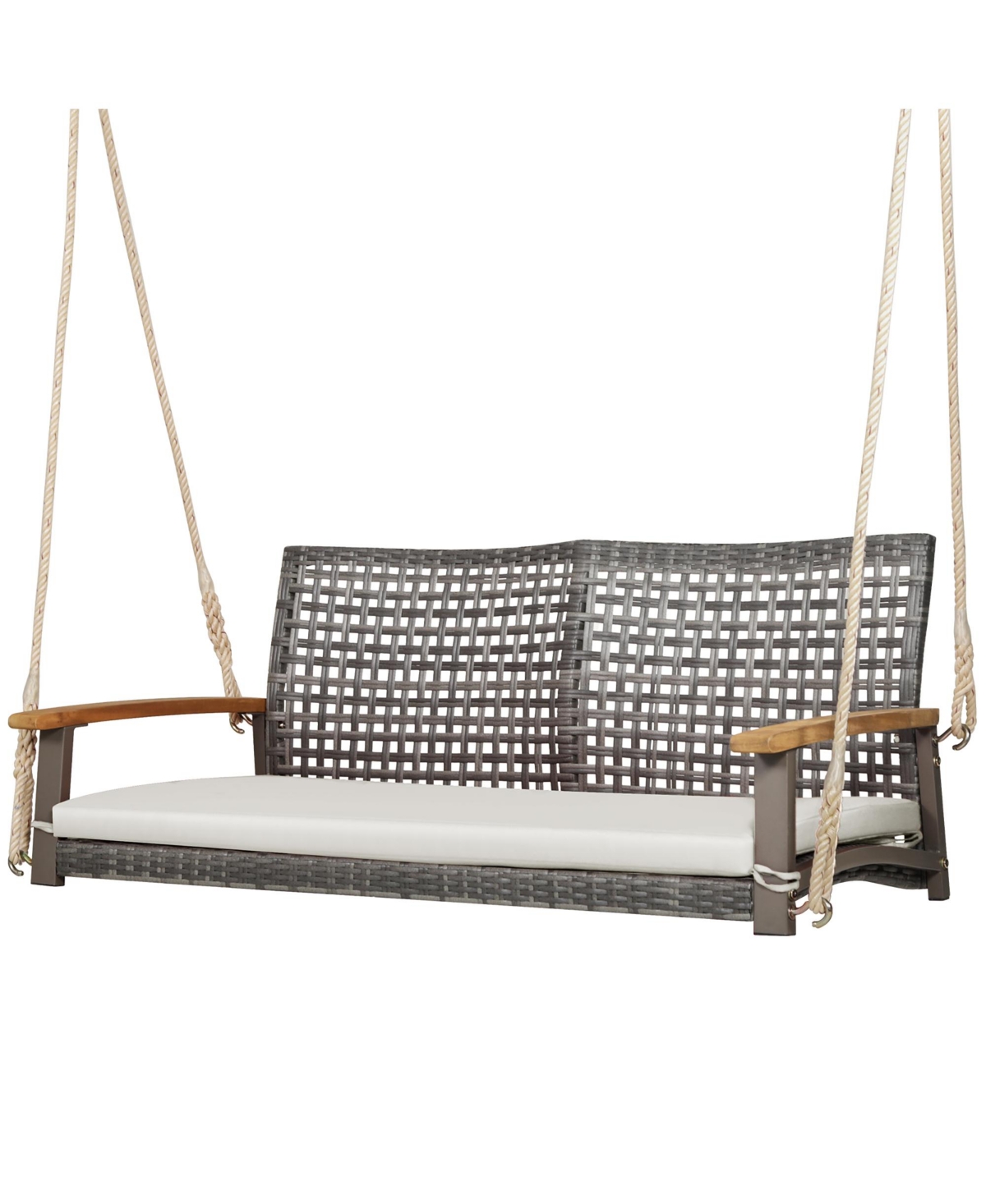 Click here for Gymax Rattan Patio Porch Swing 2-Person Cushioned... prices