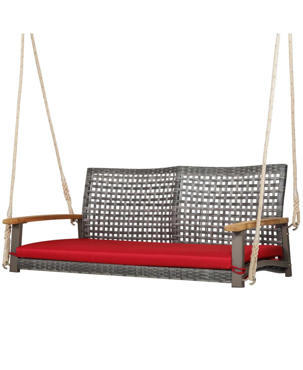 Click here for Gymax Rattan Patio Porch Swing 2-Person Cushioned... prices