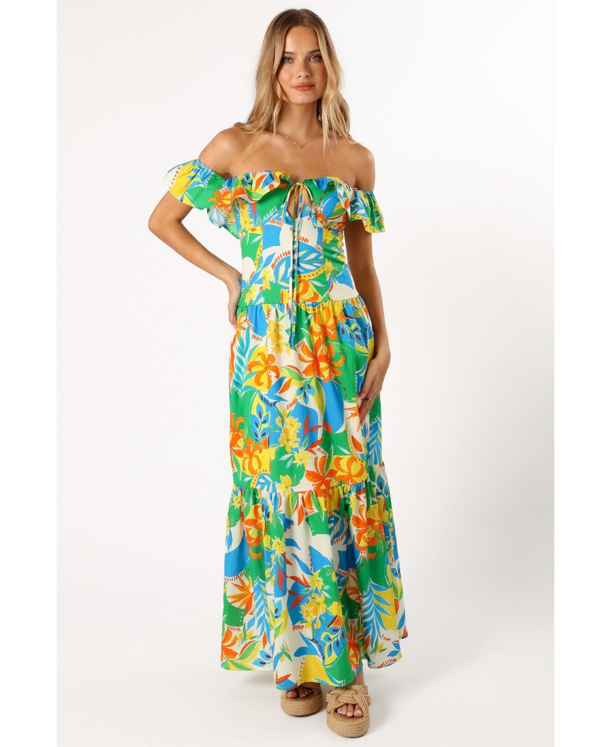 Click here for Petal and Pup Womens Harriet Off Shoulder Maxi Dre... prices