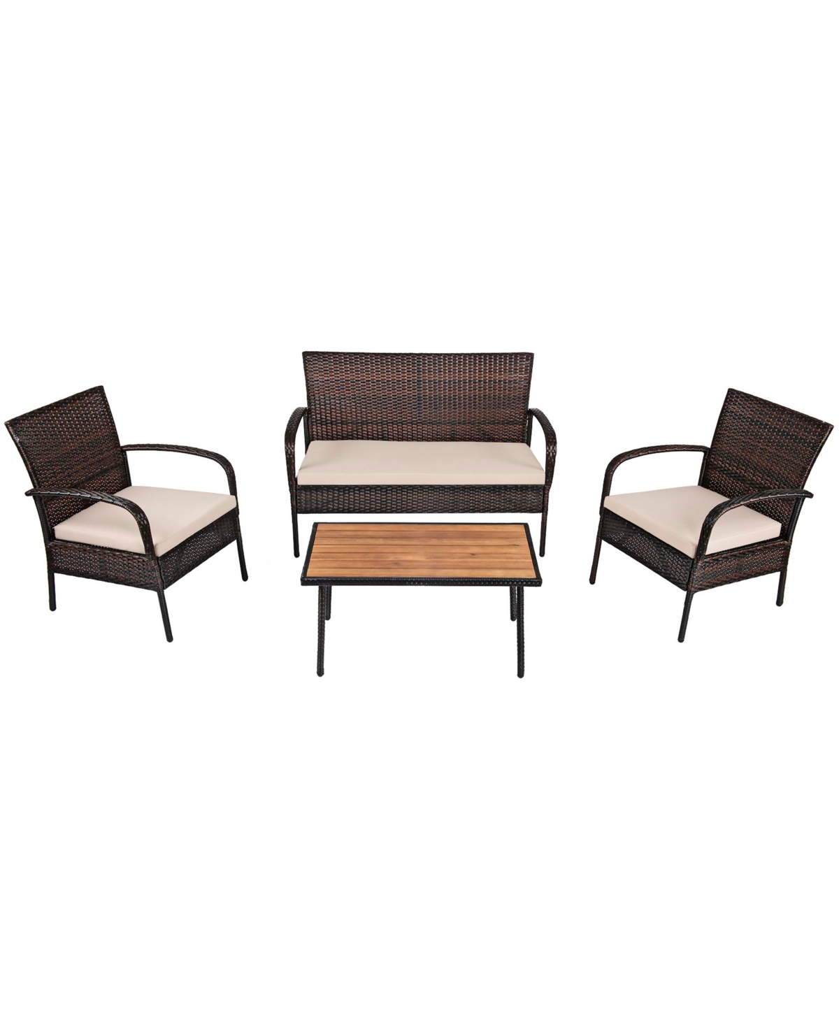 Click here for Gymax 4PCS Cushioned Rattan Patio Conversation Set... prices