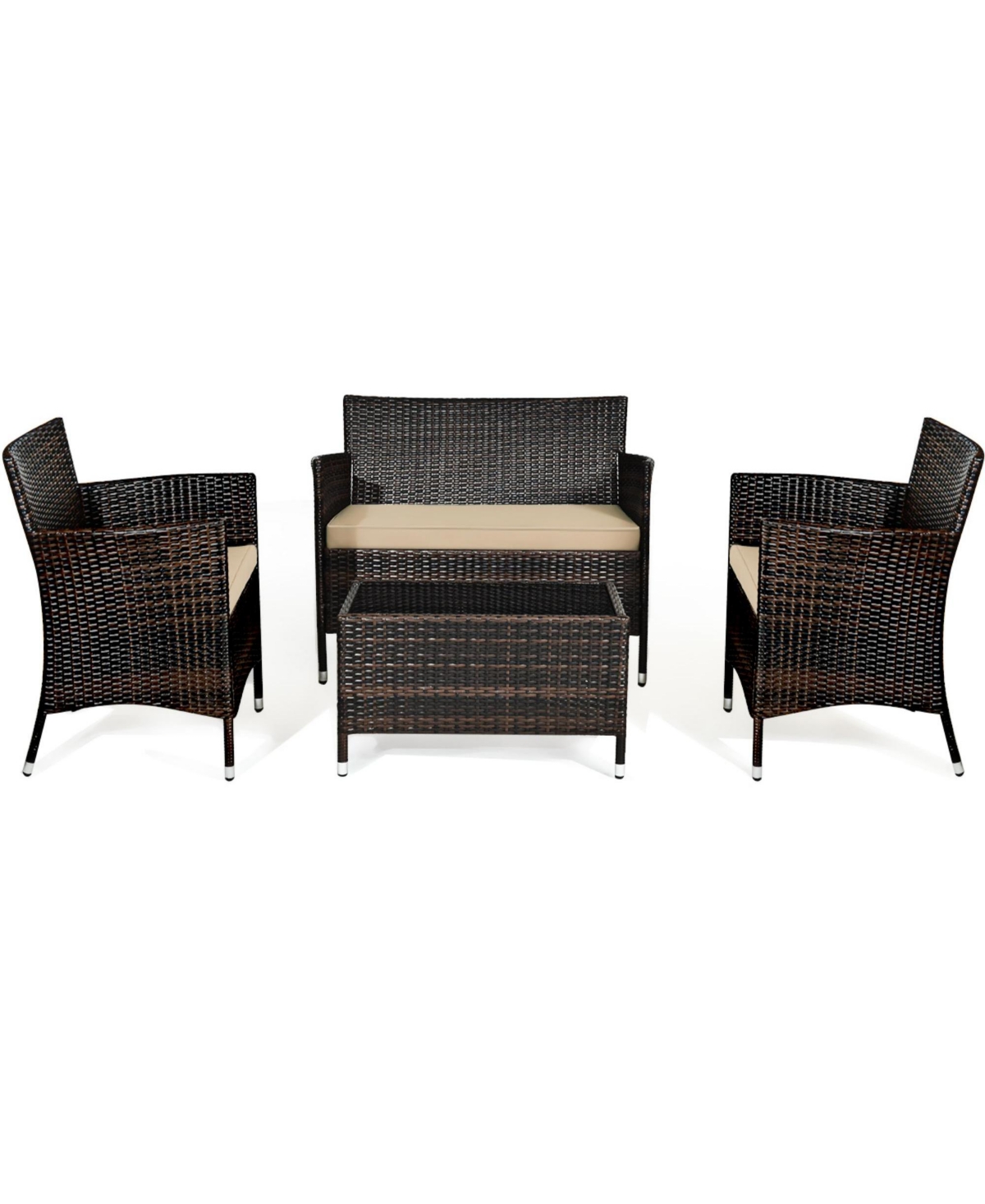 Click here for Gymax 4PCS Patio Rattan Conversation Furniture Set... prices
